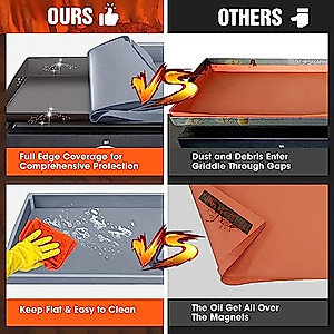 28" Silicone Griddle Mat for Blackstone, Baboies Upgraded Full-edge Grill Top Cover Food-Grade Silicone Mats Outdoor Grilling Reusable (28 inch, Grey)