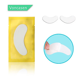 Voncasen 100 Pairs Set Under Eye Pads, Comfy and Cool Under Eye Patches Gel Pad for Eyelash Extensions Eye Mask Beauty Tool (Gold)