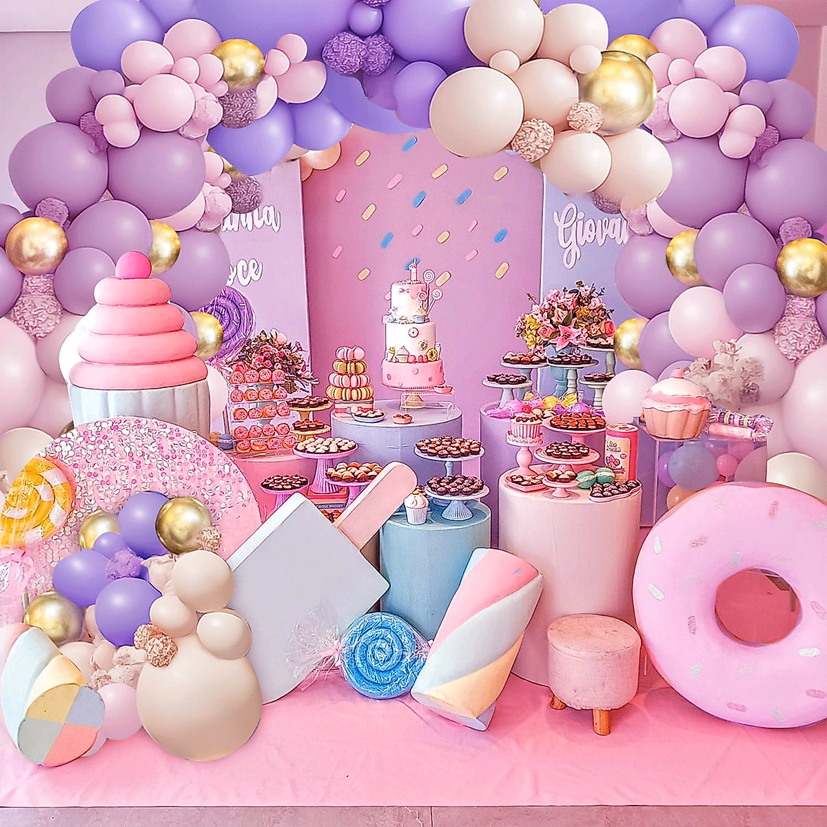 Pink And Purple Balloon Arch Kit, Dusty Purple Pink Metallic Gold Balloons Arch Kit for Women Girls Birthday Wedding Baby Shower Bridal Shower Party Decorations