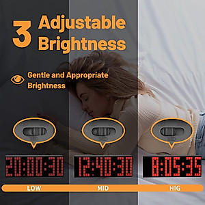 CHKOSDA Digital Alarm Clock, Led Clock with 2" Digital, 7 Color Options, Adjustable Brightness, Countdown Clock with Remote Control, Calendar and Temperature Display Desk Clock for Bedroom