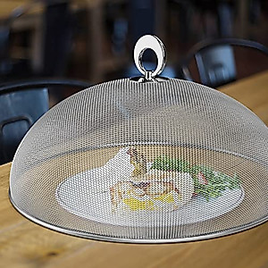 Food Tents 1pc Mesh Food Cover, Stainless Steel Food Tent, Large Screen Food Cover Tent, Metal Mesh Food Cover for Indoor Outdoor Picnic Caming (15.7inch/ 40cm) Picnic Accessories