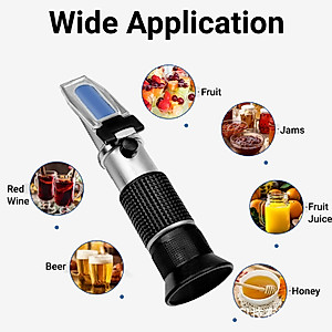 Honey Refractometer 0 to 20% Sugar Test Range with Automatic Temperature Compensation for Most Liquid Sugar Tests