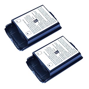 Xinkeen 2X Black Battery Cover for Microsoft Xbox 360 Wireless Controller