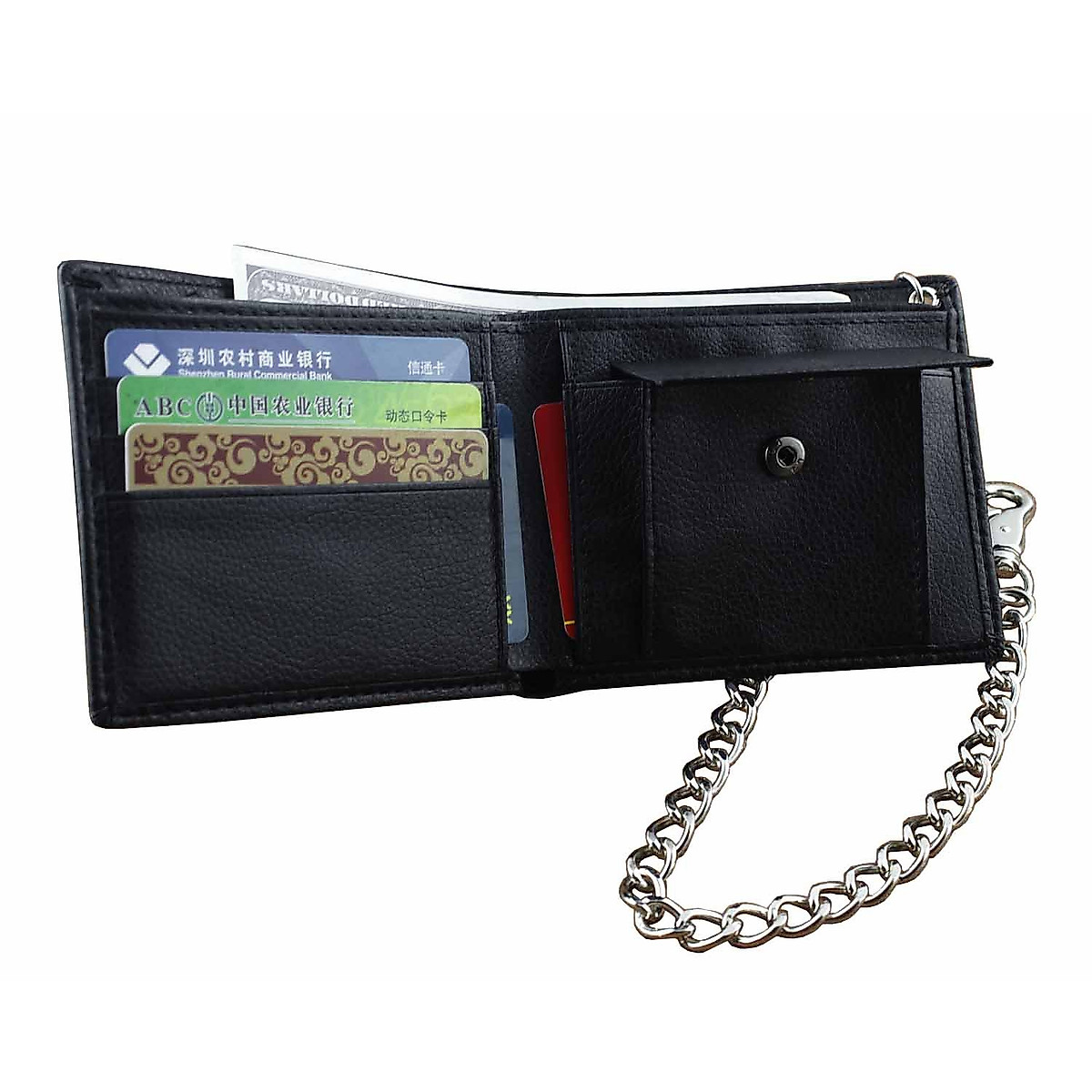Threecattles Mens Boys Simple Leather Chain Wallet Biker EMO Gift