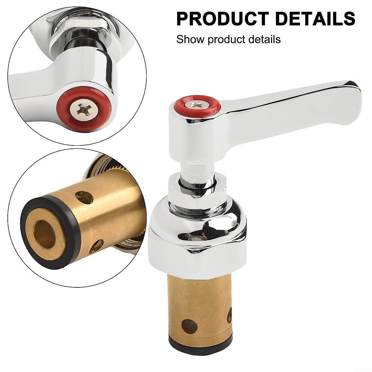 Handle Stem Assembly Fits for T&S Brass Faucets Replace 002713-40, Blue Cold and Red Hot Side Spindle Assembly Valve Lever Handle Replacement Part