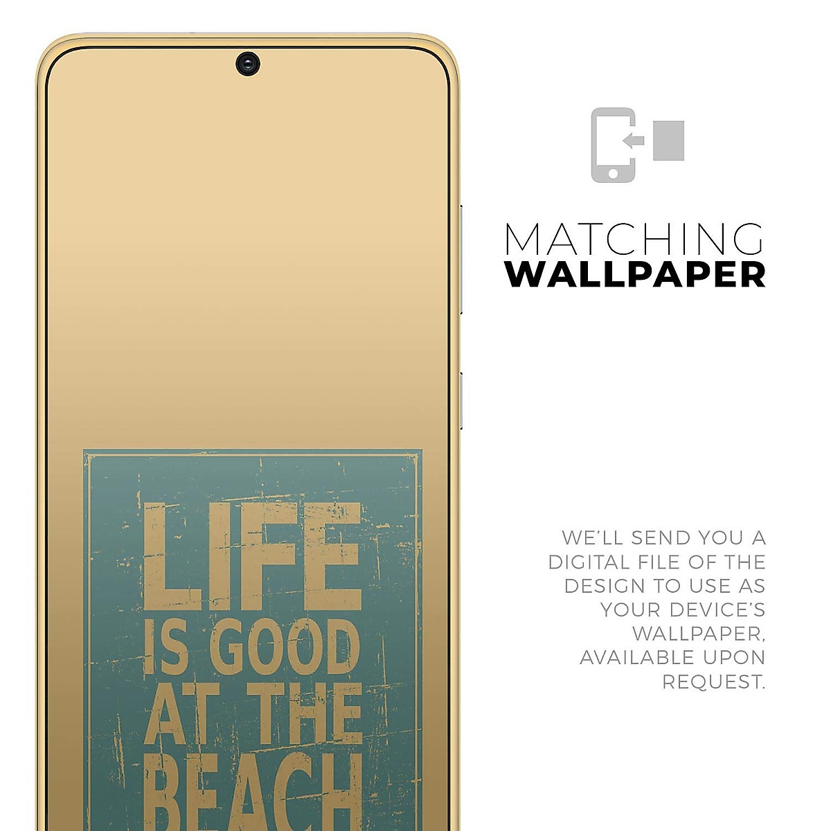 DesignSkinz Grungy Life is Good at The Beach Protective Vinyl Decal Wrap Skin Cover Compatible with The Samsung Galaxy S20 (Screen Trim & Back Glass Skin)