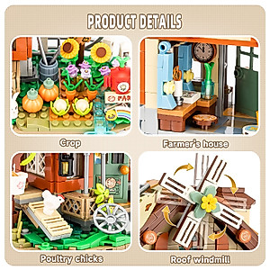 Friends Farm Mini Building Blocks, MOC Creative Farm Animals Model Set for Kids Ages 6+,899 Pcs Simulation Architecture Toy for Adults