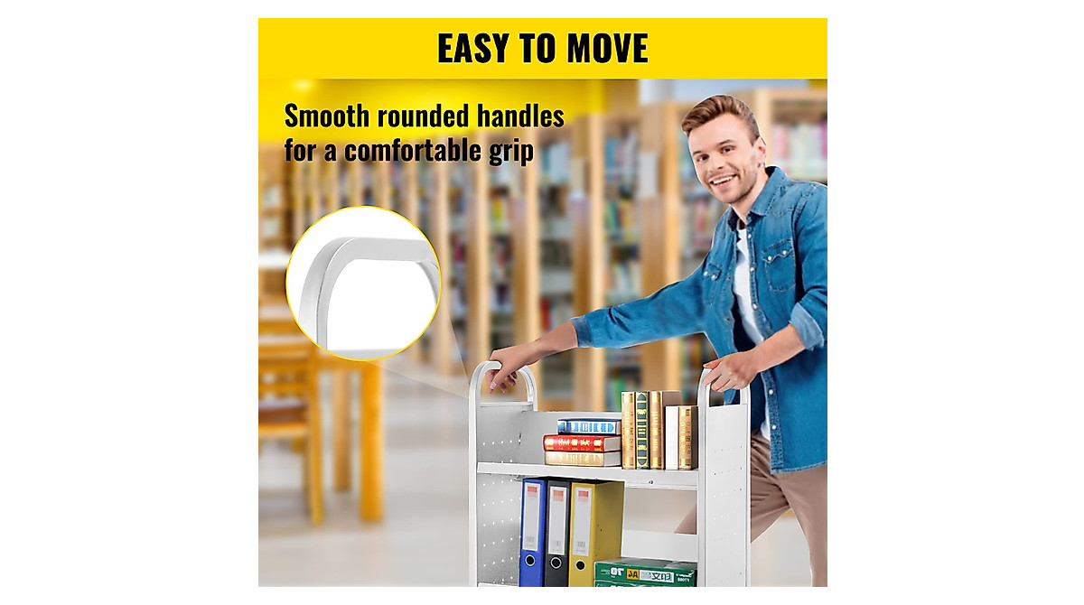 VEVOR Rolling Book Cart - Space-Saving Library Solution