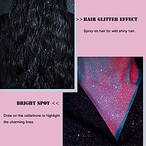 Shiny Glitter Spray, Hair and Body Glitter Spray, Quick-Drying Waterproof Long-Lasting Body Shimmery Spray for Prom, Festival Rave and Stage Makeup (2.11 oz)