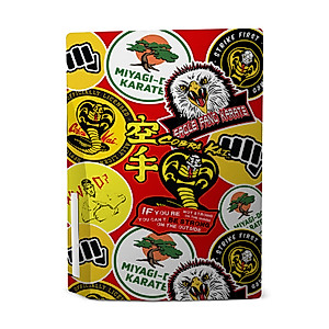Head Case Designs Officially Licensed Cobra Kai Mixed Logos Iconic Vinyl Faceplate Sticker Gaming Skin Decal Cover Compatible With Sony PlayStation 5 PS5 Disc Edition Console & DualSense Controller