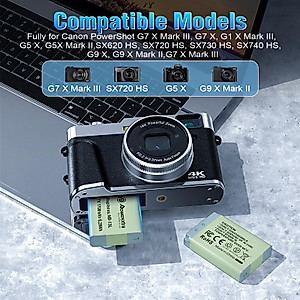Powerextra NB-13L Battery 2 Pack Replacement NB-13L for Canon, Battery and Charger for PowerShot G5 X G7 X G7 X Mark II G9 X G9 X Mark II SX620 HS SX720 HS SX730 HS