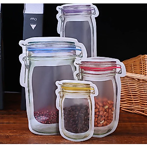 Reusable Mason Bottle Ziplock Bags,Multi-Size Fresh Leak Proof Food Storage Sandwich Bags Ziplock Bags,Hubosale Food Storage Bags, Suitable for Kitchen Camping Travel Office (20pcs)