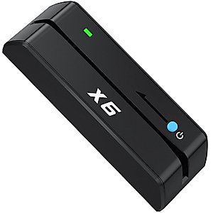 X6 BT Bluetooth Magnetic VIP Card Reader Writer USB 3 Tracks Swipe Encoder [Upgraded Black Version]