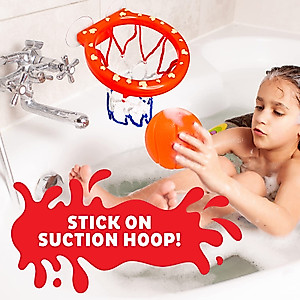 Kid Bath Toys Bathtub Basketball Hoop and 3 Balls Set by 4U2BUY – Strong Suction Cup Bath Toys for Kids – Bathroom Ball Shooting Game for Kids