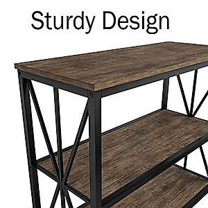 Lavish Home 3-Tier Bookshelf – Industrial Style Wooden Bookcases – Freestanding Shelving Unit for Home or Office (Brown Woodgrain) Set of 1