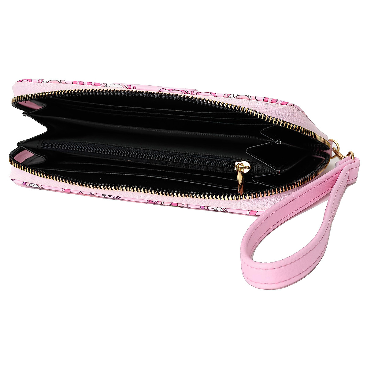 Disney Wallet Wristlet Zip Clutch Faux Leather (Cheshire Cat Pink)