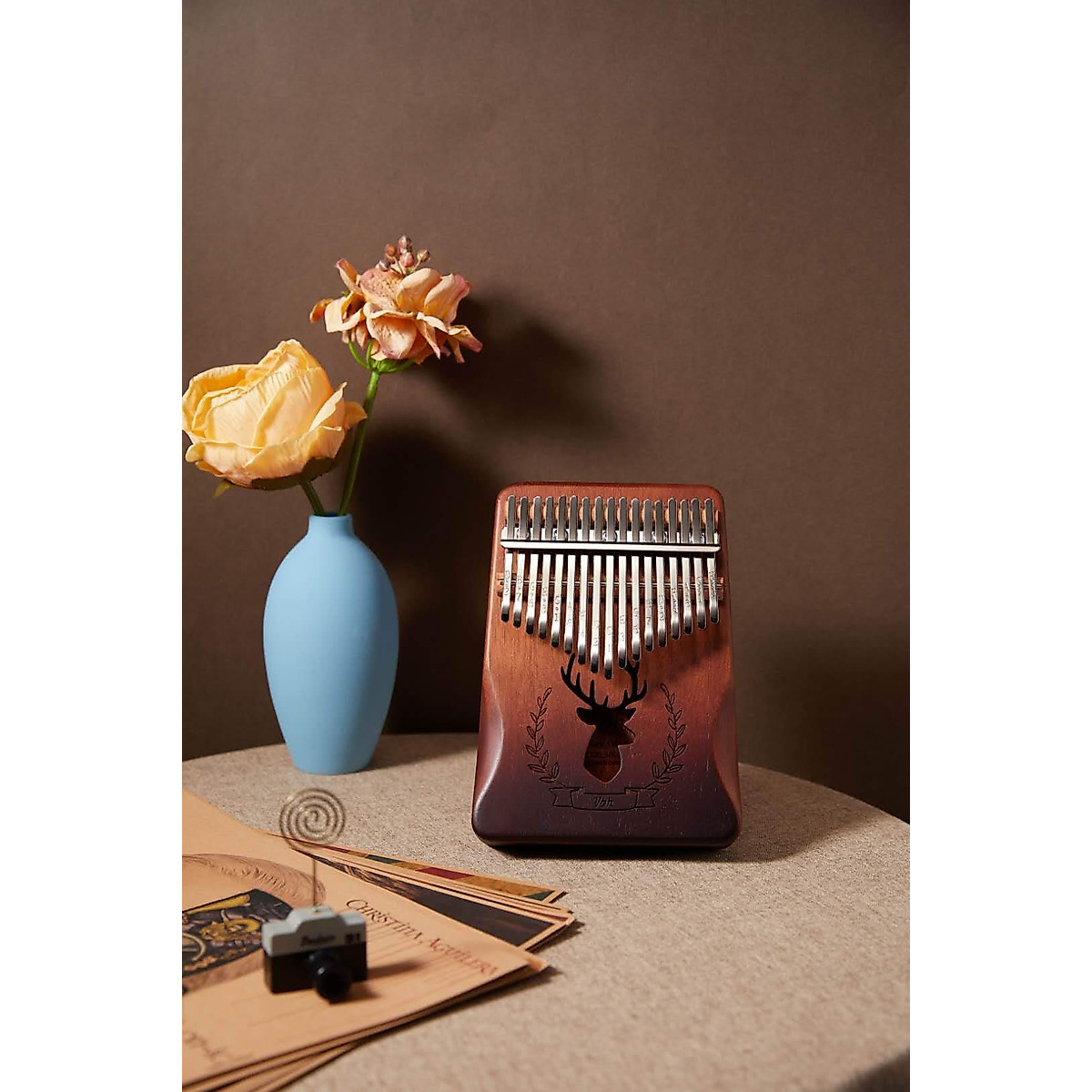 Vbh Kalimba 17 Keys Thumb Piano with Study Instruction and Tune Hammer, Portable Solid Mahogany Finger Piano, Gift for Kids Adult Beginners