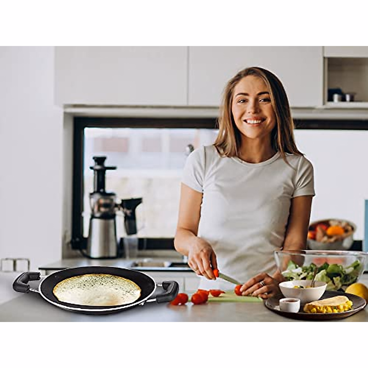 Pigeon Non Stick Appam Pan, 8" Appam Kadai with Stainless Steel Lid, Residue Free Appam Maker for Induction Cooker, Appa Chatty Breakfast Appam Pan Patra, Palappam Maker, Egg Hopper Pan for Omelettes