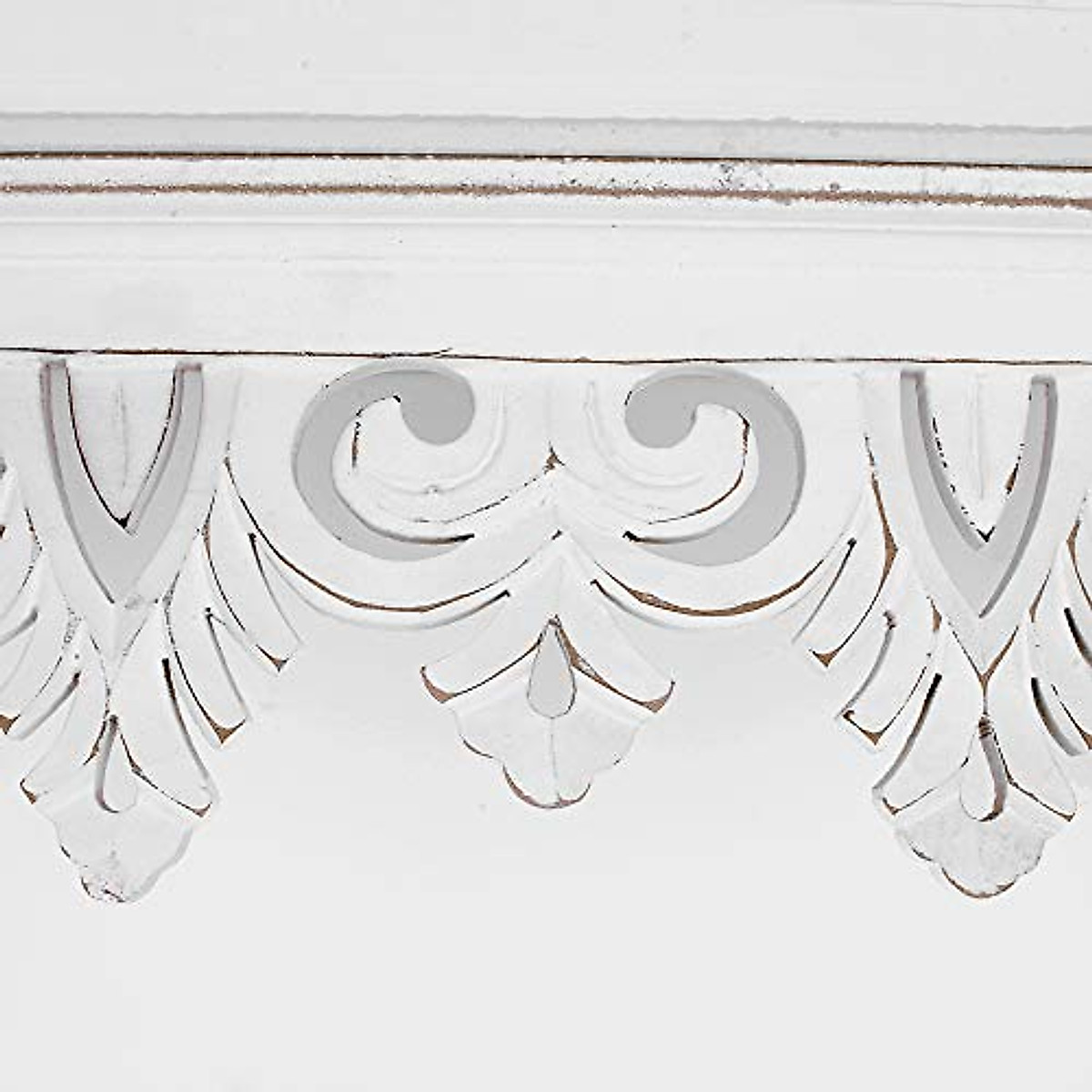 American Art Decor Hand-Carved Wooden Floating Wall Shelf - White (30”)