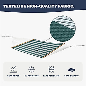 Patio Watcher 14 FT Quick Dry Hammock with Double Size Solid Wood Spreader Bar Outdoor Patio Yard Poolside Beach Hammock with Chains, Waterproof and UV Resistance, 2 Person 450 Pound Capacity