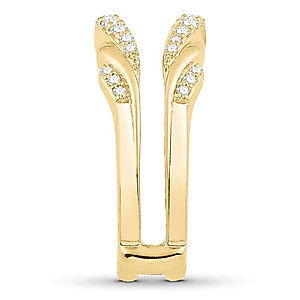 Jewelry Star 14K Yellow Gold Plated in Silver Round Cut Cubic Zirconia Engagement Wedding Enhancer Ring Guard for Women's