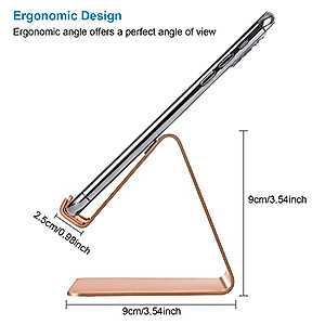 Toiyason Cell Phone Stand Desk Phone Holder, Cradle, Dock, Compatible with All 4-8inch Phones, Office Kitchen Traveling Accessories T1 Rose Gold