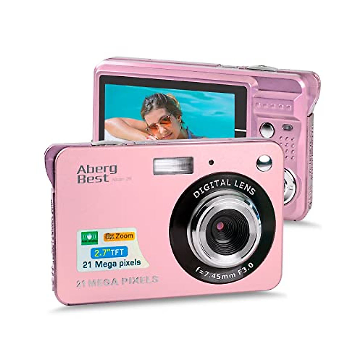 Digital Camera, AbergBest Mini Kids Digital Cameras for Teens with 8X Zoom HD 720P Compact Camera with LCD Screen for Students, Boys, Girls, Kids
