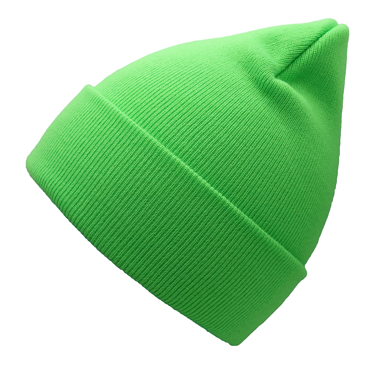 Unisex Knit Soft Warm Cuffed Beanie Hat Winter Camo Hats for Men Women (Neon Green)