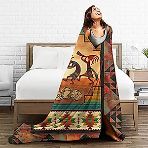 Arizona Kokopelli Retro Flute Art Full Fleece Throw Cloak Wearable Blanket Flannel Fluffy Comforter Quilt Nursery Bedroom Bedding King Size Plush Soft Cozy Air Conditioner Blanket