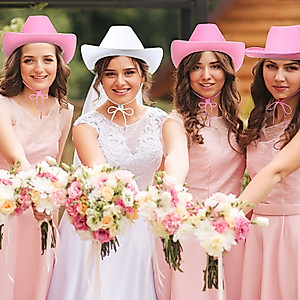 Hicarer 6pcs Pink Cowgirl Hats Bride Western Cowboy Hat for Girls or Women for Bachelorette Party, Wedding and Birthday(Retro Style)