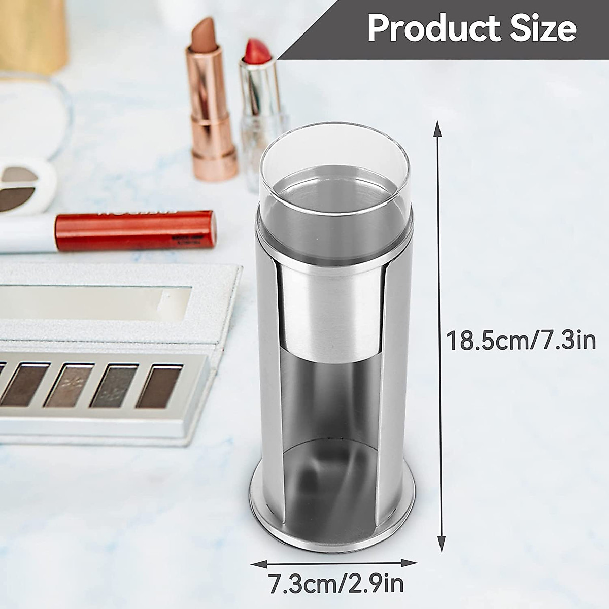 Cotton Pad Holder and Qtip Holder Dispenser Set Stainless Steel Apothecary Jars with Acrylic Lids for Cotton Balls,Cotton Swabs,Q-Tips,Cotton Rounds,Makeup Pads Storage Canister holder