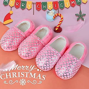 MIXIN Girls and Boys Slippers Mermaid Princess No-Slip Memory Foam Slippers Soft Rubber Sole House Shoes for Bedroom Indoor Outdoor Mermaid 3