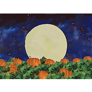 Halloween Pumpkin Field Photography Background Starry Sky Night Moon Halloween Backdrops Baby Shower Birthday Party Photo Studio Props Banner 5x3ft