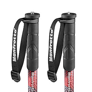 Manfrotto Element MII Video Aluminium Fluid Monopod, Slim and Lightweight, Loads up to 16kg, Foldable Fluid Base, 4 Sections, Twist Locks, for mirrorless and DSLR Cameras,Red