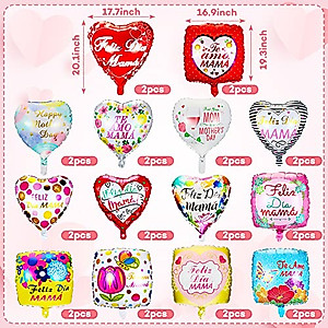 28 Pieces Happy Mother's Day Balloons Mother's Day Party Decorations Supplies Best Mom Ever Mom Day Foil Balloons Feliz Dia Mama Balloons Mother's Day Party Balloons for Mother's Day Party Decor