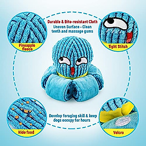 TOTARK Snuffle Octopus Dog Toys for Large Dogs, Snuffle Toys Treat Puzzle Games for Dogs Mental Stimulation Enrichment Toys, Squeaky Interactive Crinkle Dog Toys for Boredom Foraging Training