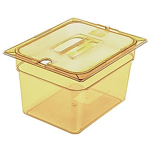 Carlisle FoodService Products 10431U13 StorPlus High Heat Universal Handled Food Pan Lid, Half Size, Amber
