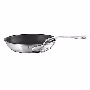 Mauviel M'Cook 5-Ply Polished Stainless Steel Nonstick Frying Pan With Cast Stainless Steel Handle, 9.4-in, Made In France