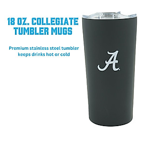 Decorvo Officially Licensed Collegiate Stainless Steel Tumbler - Double Walled Insulated Travel Thermos with Slide Lid - 18 oz (Alabama Logo - Black)
