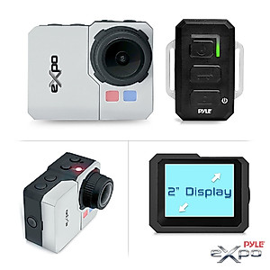 Pyle Expo Sports Action Camera - HD 1080P Mini Hi-Res Camcorder w/ Wifi, 20MP Cam, 2" Screen USB SD Card HDMI, Battery - Waterproof Case, USB Cable, Wireless Remote Control, Mount - PSCHD90SL (Silver)
