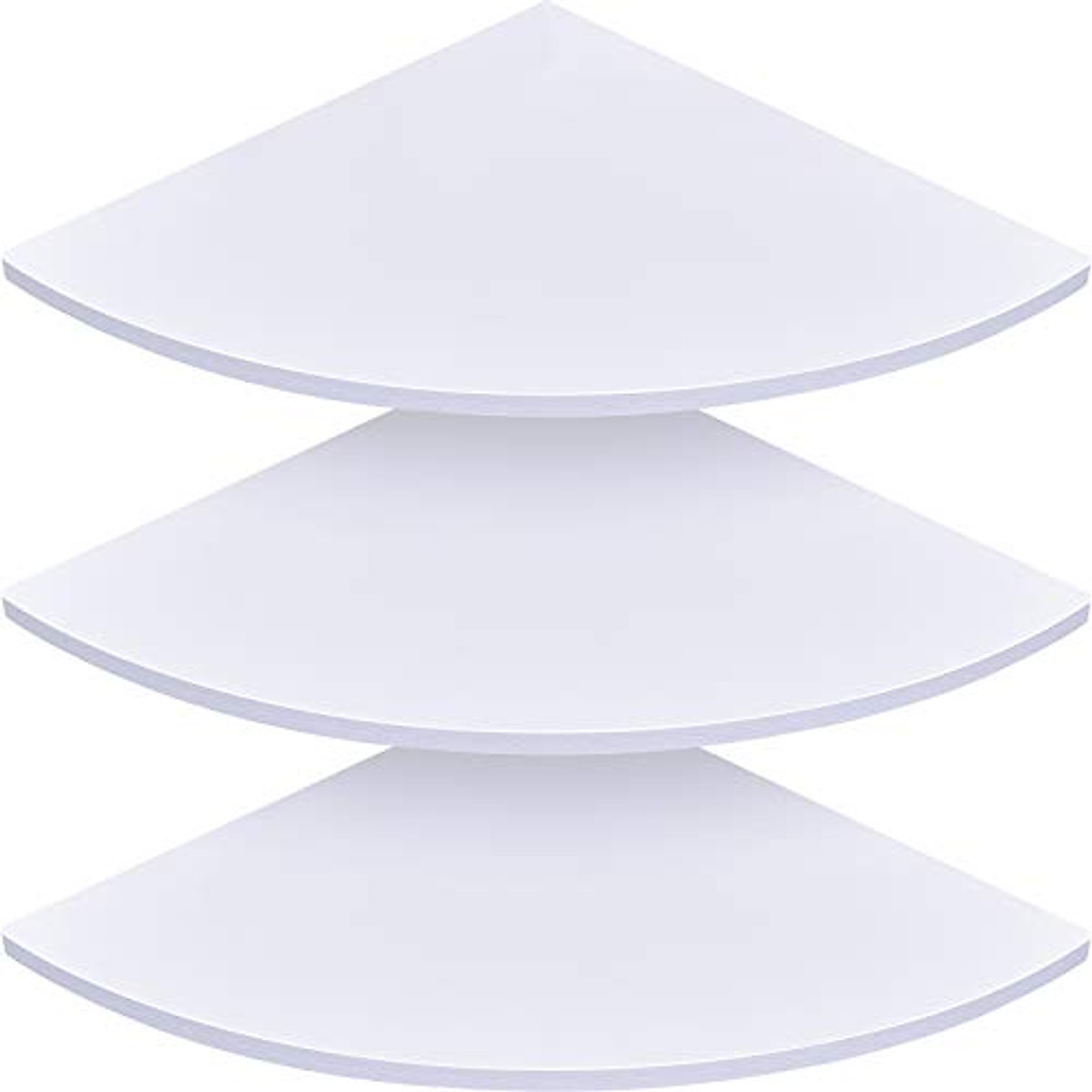 3 Pieces Wall Mounted Floating Corner Shelf Tier Quarter Round Storage Shelves Corner Organizer for Bathroom Kitchen Bedroom Living Room (White)