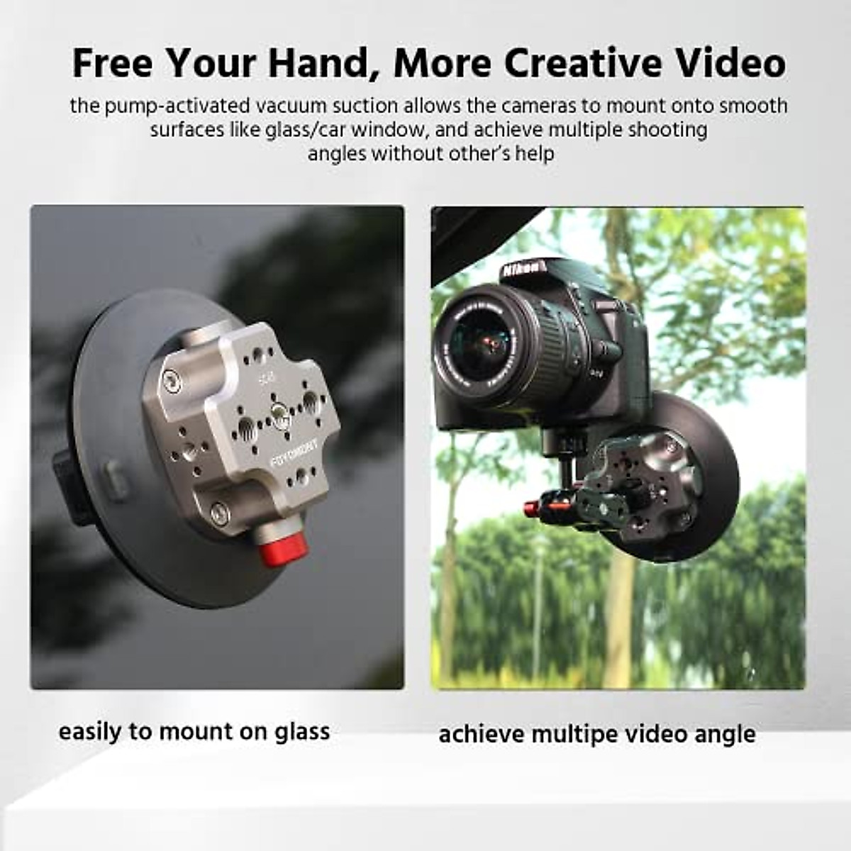 MOSHUSO Foyomont SC45 4.5" Suction Cup Mount Camera Car Mount for Video Shooting On Car Body, Boats, Windows, or Any Smooth Surface Compatible with Action Cameras, DSLR Cameras (Titanium-4.5")