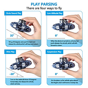 Flying Spinner Mini UFO Drone for Kids, Flying Fidget Spinner UFO Toy Drone, Flying Orb Ball Hand Operated with 360 ° Rotating and LED Lights for Adult and Kids