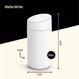 Fellow 12 oz Carter Slide Travel Coffee Mug with Slide-Lock lid - Leak Proof To-Go Coffee Tumbler with Ceramic Interior and Vacuum-Insulated Stainless Steel - Coffee Cups - Matte White