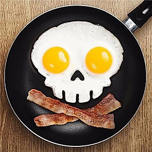 Funny Skeleton Head Breakfast Omelette Fried Egg, Silicone Non-Stick Egg Shaper Creative Pancake Form Maker Cooking Tool DIY Kitchen Accessories Gadget