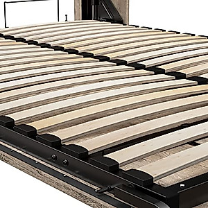 Bestar Pur Murphy, Space-Saving Wall Bed for Multipurpose Guest Room or Home Office, Queen, Rustic Brown