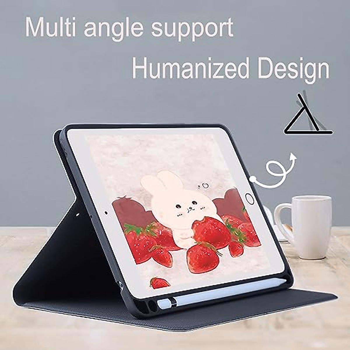 iPad 9th/8th/7th Generation Case (2021/2020/2019) iPad 10.2-Inch Case with Pencil Holder,Lightweight Flexible Shockproof, Full Body Boy Girl Cover for Apple iPad 9th 8th 7th Gen Hamster Golden Strawbe