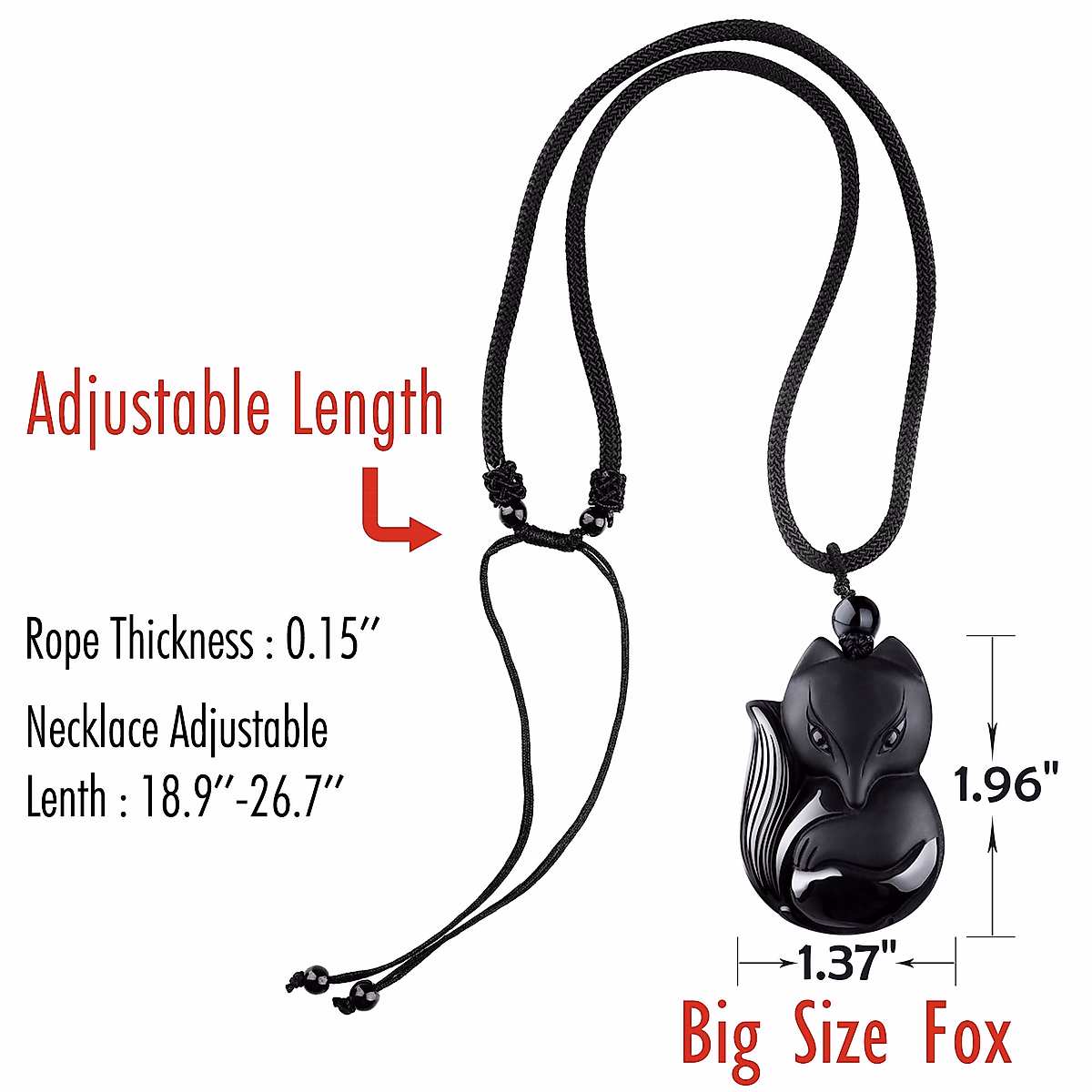 Fox Necklace for Women, Fox Jewelry Healing Crystal Obsidian Necklaces for Girls Gemstone Chain Pendant for womens Jewelry Black Obsidian Protection Amulet Charm