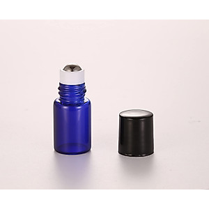 ZbFwmx 20 Pack Set 2ML(5/8 Dram) Micro Mini Glass Roll on Glass Bottles with Metal Roller Balls Refillable Slim Sample Vial Aromatherapy Essential Oil Roll On(2ML Blue)
