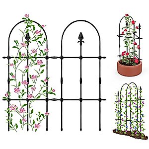 Garden Trellis for Climbing Plants Outdoor and Indoor, 35inch*33inch Thickened Rustproof Plant Support Fence Climbing Frame for Ivy Vines Rose Vegetable Flower Potted Plants Climbing